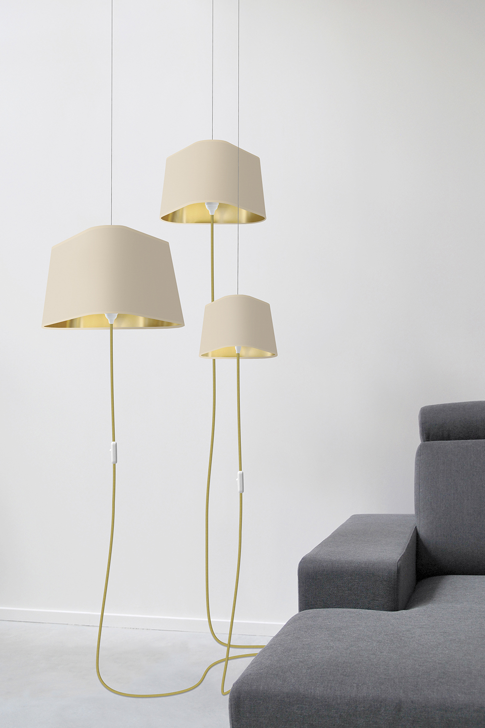 Large Nuage Nomadic Pendant satin beige & gold interior 100% France