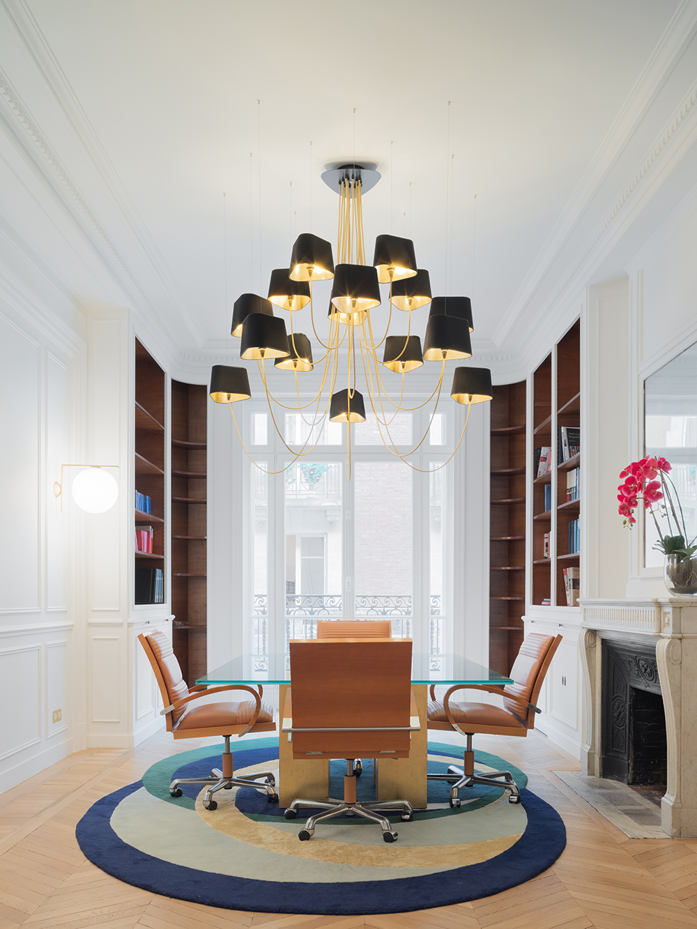 Chandelier 15 Small Cloud Aerial Satin Blue & Gold Made in France